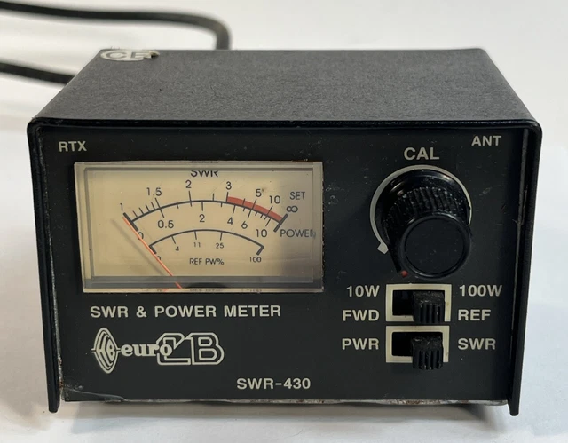 EURO CB SWR & Power Meter SWR-430 10 To 100 Watt W/ Cable Tested And ...