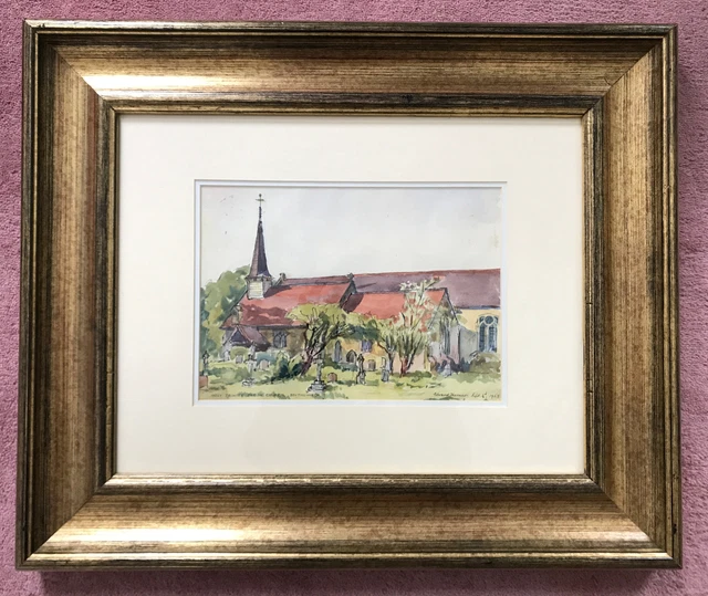 VINTAGE WATERCOLOUR HOLY Trinity Church Southchurch Edward Horner 1965 ...