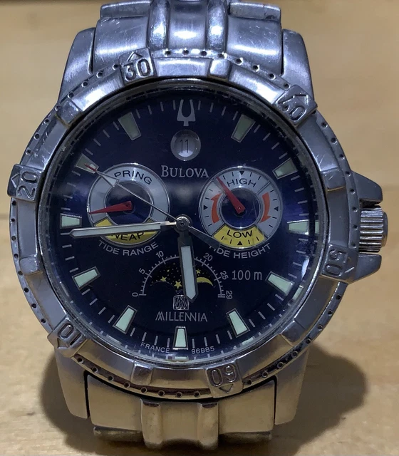 ORIGINAL BULOVA MILLENNIA Tide Moon-Phase Men's Quartz Watch Working ...