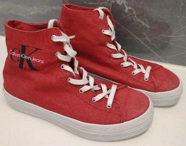 CALVIN KLEIN JEANS Zabrina Red High Top Flatform Platform Trainers Boots 6 UK 30.00 PicClick UK