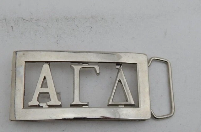 SILVER FRATERNITY ALPHA Gamma Delta Greek Letters Belt Buckle Symbols £ ...