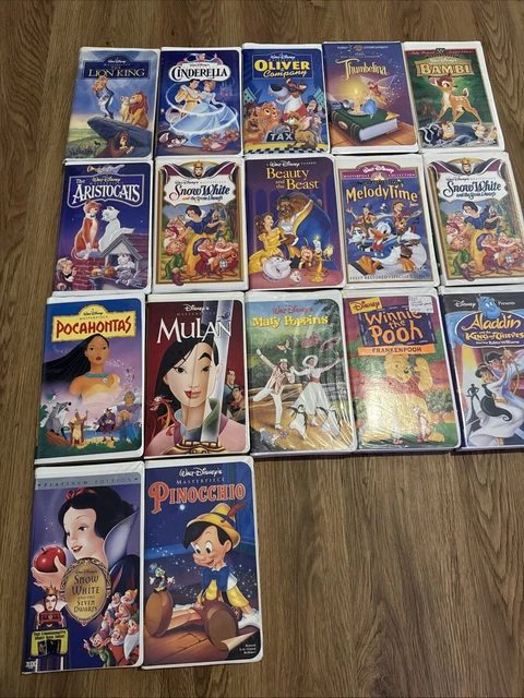 DISNEY VHS MOVIES Collection Lot (17) Clamshell Masterpiece Collection ...