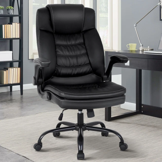 HIGH BACK EXECUTIVE Office Chair Ergonomic Computer Desk Leather Chair ...