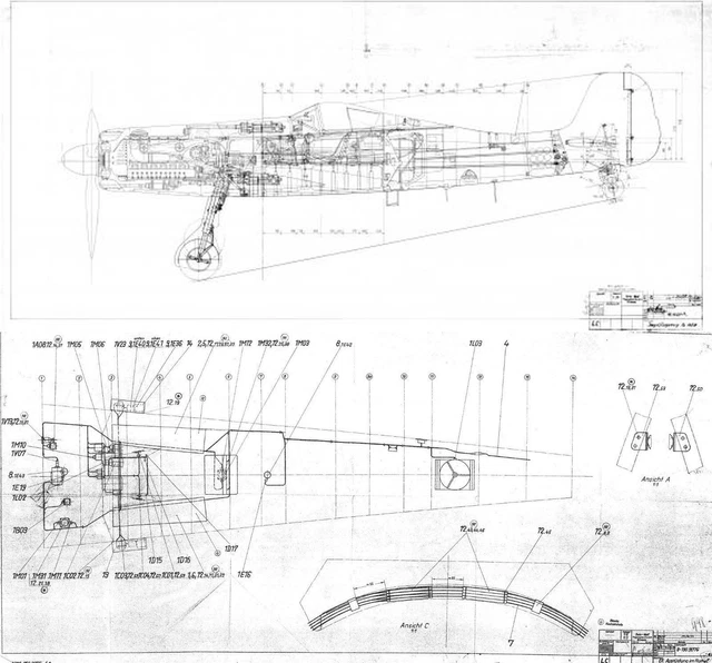 FOCKE-WULF FW 190 Blueprint Plans original archive factory drawings WW2 ...