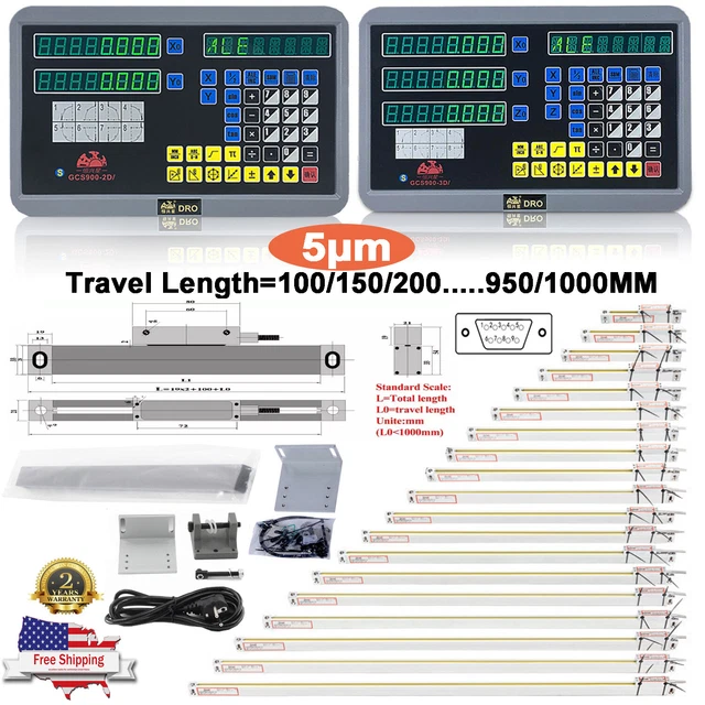 2AXIS/3AXIS DIGITAL READOUT DRO Display Linear Scale Encoder for Mill ...