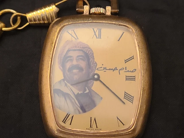 MONTRE DE POCHE Vintage Saddam Hussein Président Portrait Années 1970 ...
