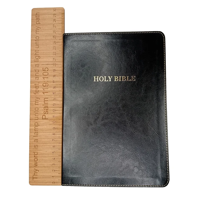 KJV HOLY BIBLE Thinline Large Print Leathersoft Black Red Letter ...