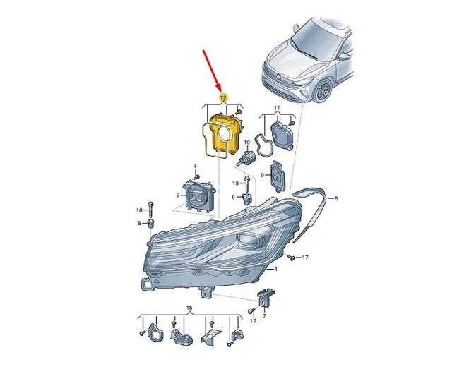 VW TIGUAN MK3 Left Headlight Range Control Motor Cover Cap 571998607 ...