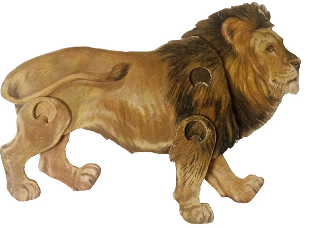 ANTIQUE RAPHAEL TUCK Articulated Mechanical Cardboard Toy Lion Animal ...