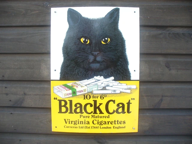 BLACK CAT CIGARETTES enamel sign,garnier advertising sign £190.00 ...