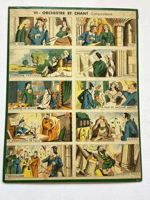 RARE PLANCHE SUR carton Illustration pédagogique Orchestre chant ...