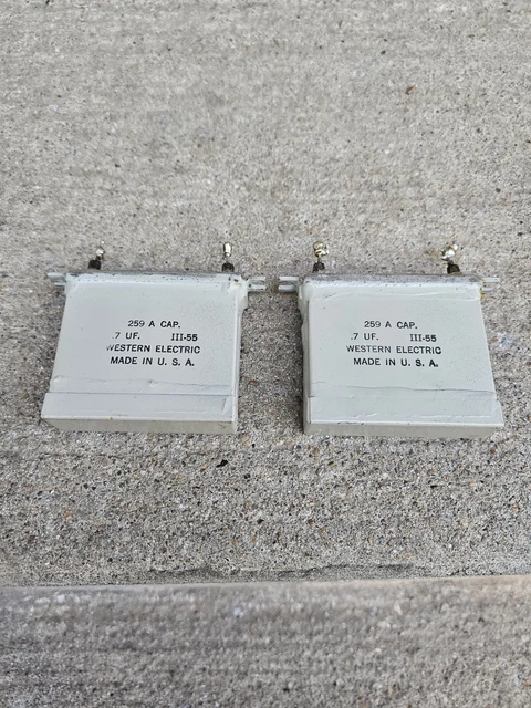 2 VINTAGE USED 1950'S Western Electric 259A Capacitors .7Uf Tube Amp £ ...
