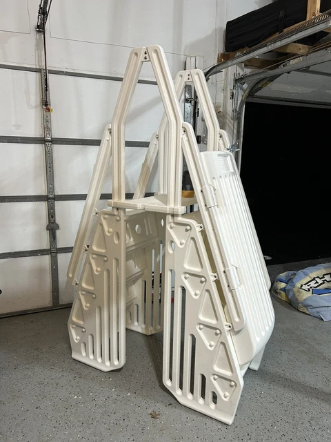 VINLYWORKS FRAME ENTRY System Steps Ladder Above Ground Pools Taupe ...