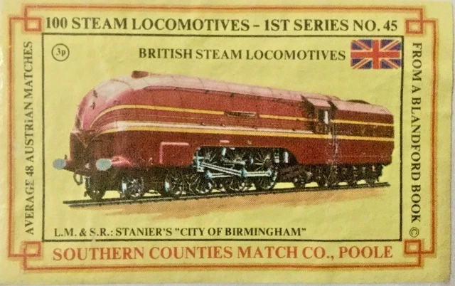 VINTAGE BRITISH STEAM Locos Matchbox Label LMS ‘City of Birmingham’ No ...