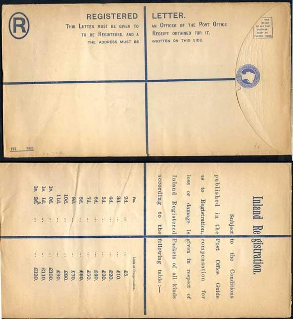 RP22 QV 2D Blue Registered Envelope size K Mint £20.00 - PicClick UK