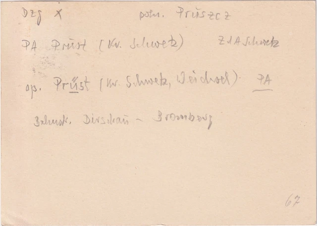 WW2 PRUSZCZ POLAND Provisional Cancellation Card Deutches Reich Card ...