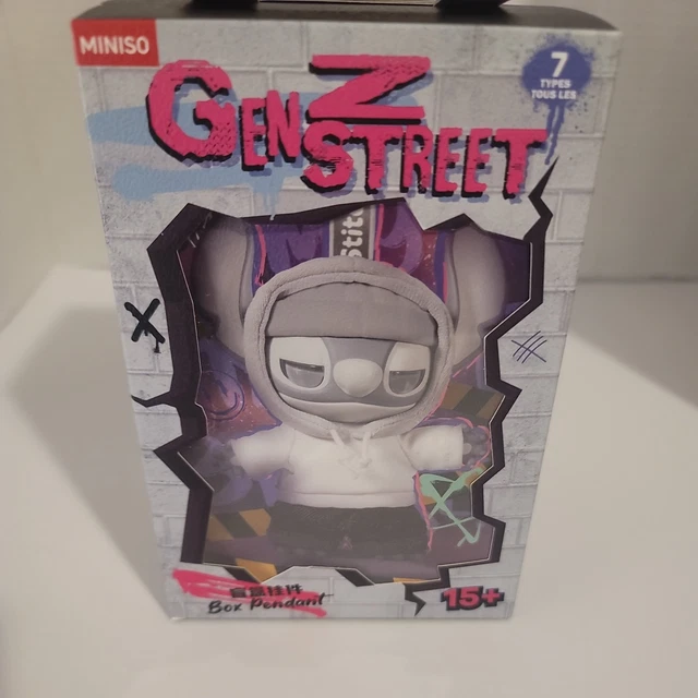 MINISO DISNEY STITCH Gen Z Street Vinyl Plush Pendant Blind Box Flash ...