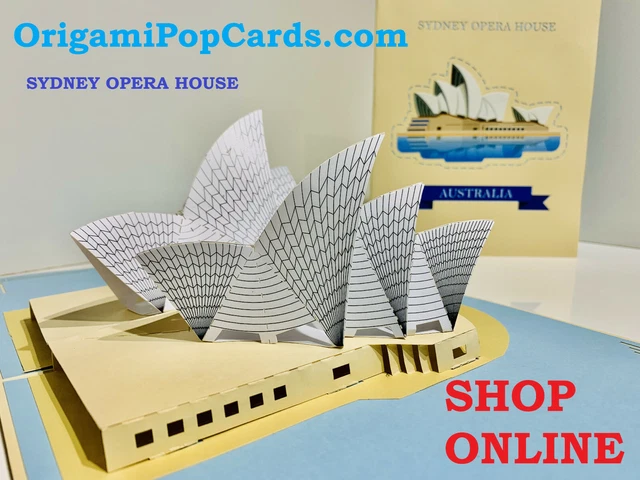ORIGAMI POP CARDS Sydney Opera House Australia 3D Pop Up Greeting Card ...
