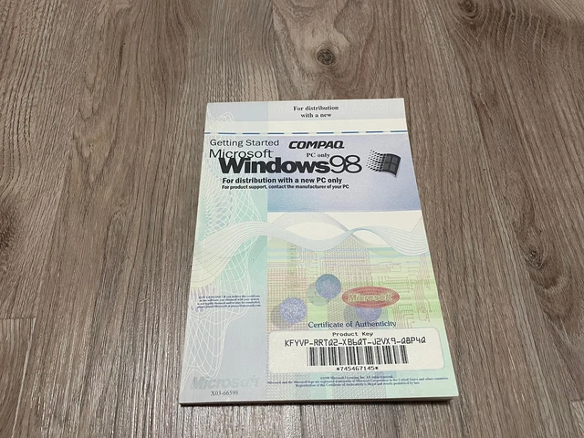 MICROSOFT WINDOWS 98 Getting Started Manual w COA and Product Key for ...