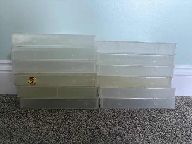 12 CLEAR EMPTY VHS VIDEO TAPE STORAGE CASES Up Cycle Retro £14.99 ...
