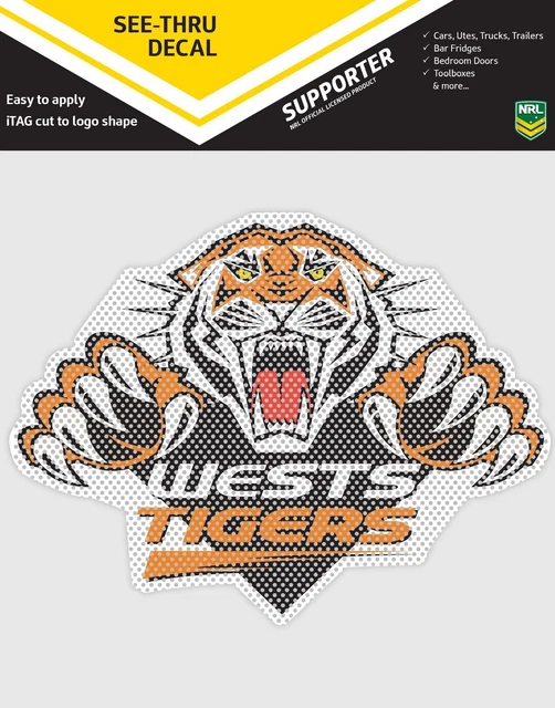 62550 WEST TIGERS Nrl Club Logo See Thru Car Window Sticker Decal $14. ...