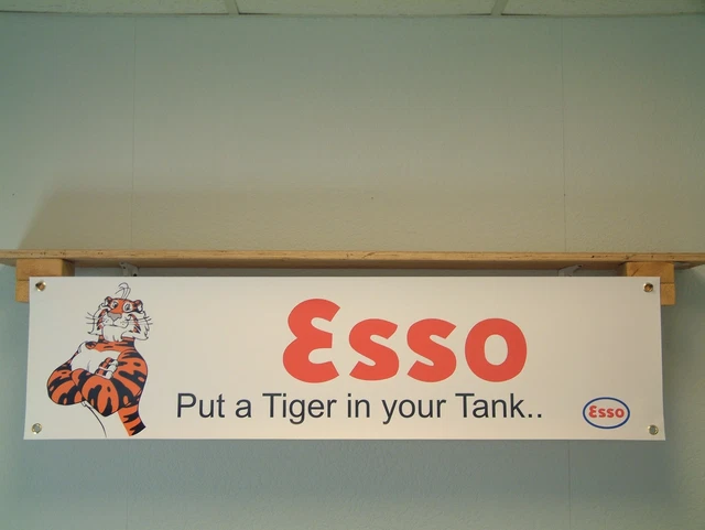 ESSO TIGER BANNER workshop garage vintage 70s style petrol advertising ...