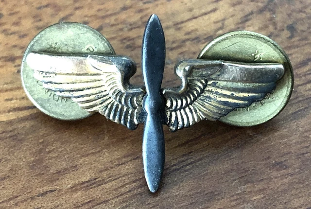 WWII US ARMY Air Corps USAAF Collar Insignia, Propeller & Wings ...