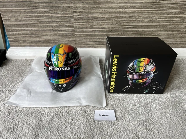 LEWIS HAMILTON MINI HELMET Qatar 2021 Rainbow Bell 1:2 Scale Replica £ ...