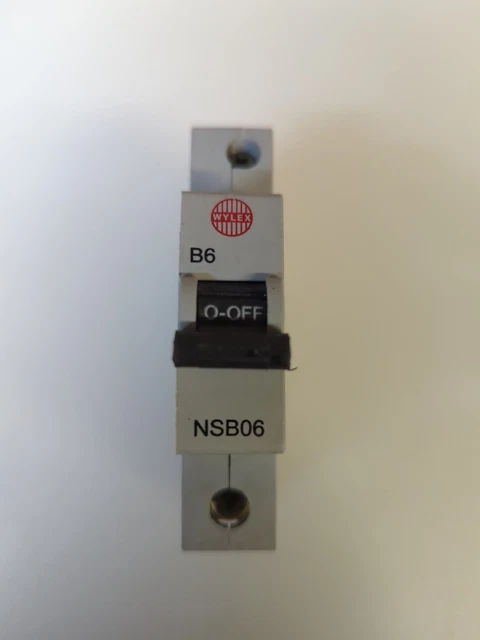 WYLEX 6A TYPE B 6kA MCB NSB06 B6 AMP CIRCUIT BREAKER WHITE / RED CLIP ...