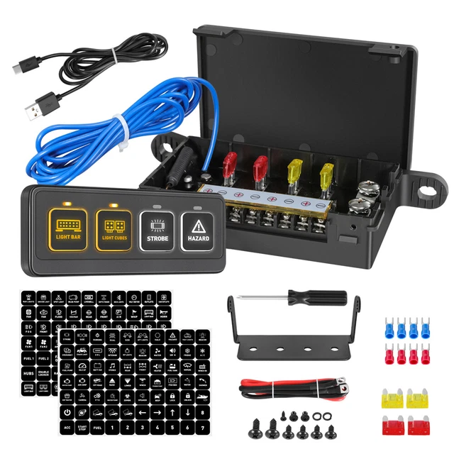 WIRELESS 4GANG SWITCH Panel Circuit Control Box For LED Light Bar 12V ...