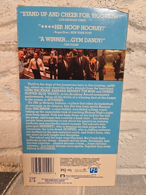 HOOSIERS 🏀 VHS 1986 *BUY 2 GET 1 FREE* Gene Hackman Basketball $4.97 ...