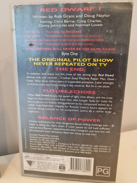 RED DWARF VHS Tapes BBC The End Byte One/Confidence & Paranoia Byte 2 ...