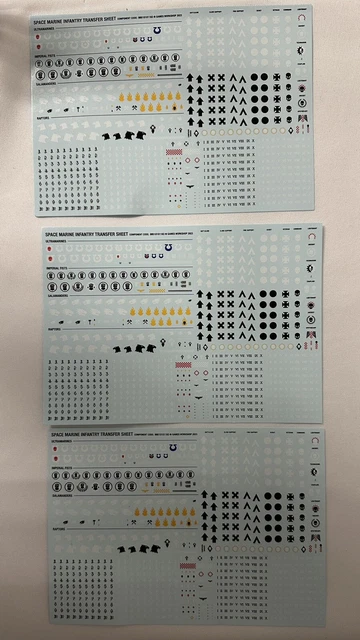 SPACE MARINES INFANTRY Transfer Sheet Decals Warhammer 40k (3 Sheets ...