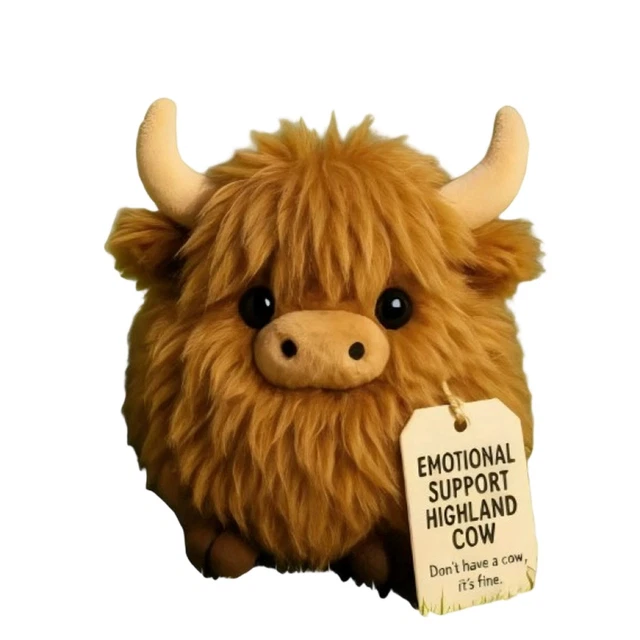 25CM EMOTIONAL SUPPORT Highland Cow Plush Toy, Care Plush Doll Kid ...