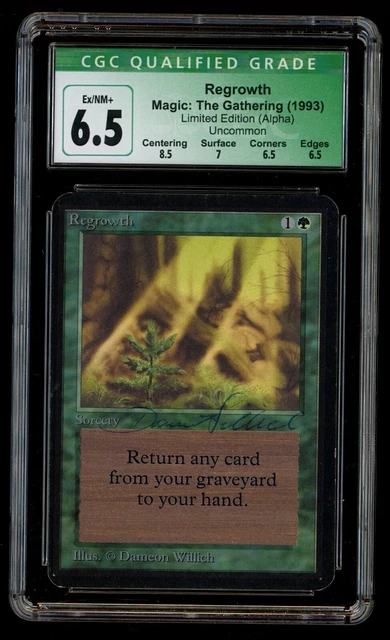***CGC 6,5 ALPHA Regrowth Signé*** MTG Alpha Dameon Willich Magic Kid ...
