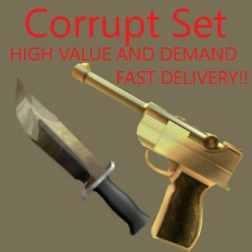 CORRUPT KNIFE SET with LUGER GODLY gun MM2 Murder Mystery 2 Unique fast ...