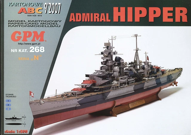 CARD PAPER CUT Out Model kit GPM German Cruiser Admiral Hipper + Laser ...