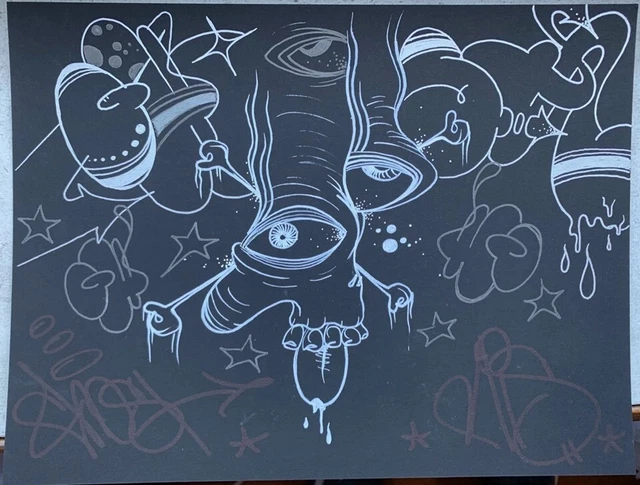 GHOST RIS AKA COUSIN FRANK graffiti sur papier - 23x31cm -cope2/seen ...