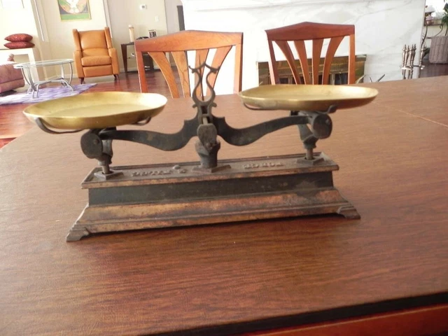 RARE ANTIQUE KITCHEN Cast Iron Balance Scale Stamped Force 2 Kilo £106. ...