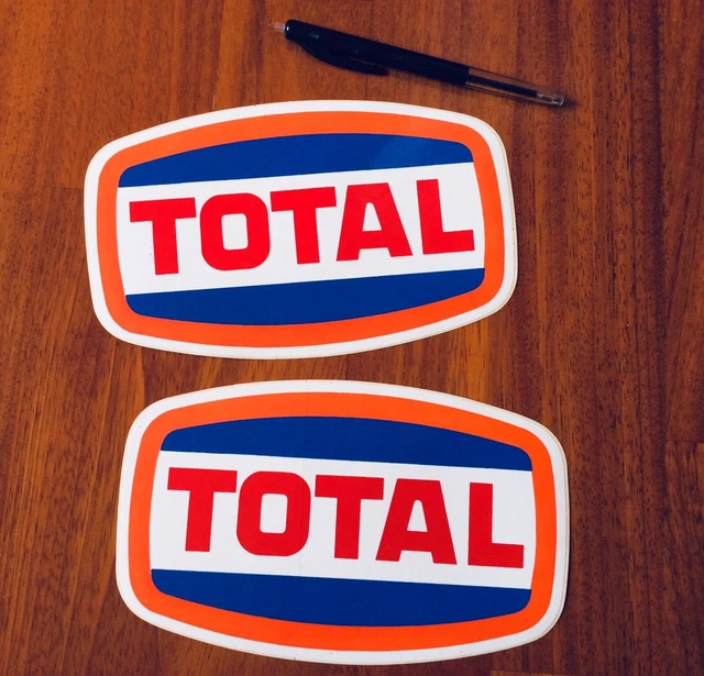 2 GROS AUTOCOLLANT TOTAL ancien old sticker rallye 1975 original d ...