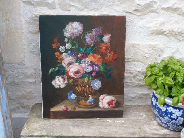 TABLEAU ANCIEN NATURE morte bouquet de Fleurs signé Serni EUR 120,00 - PicClick FR