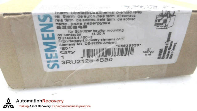 SIEMENS 3RU2126-4BB0, SIRUS Thermal Overload Relay, New #296203 $138.26 ...