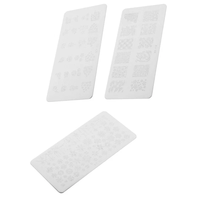 3 PCS NAIL Stamp Plates Set Template for Art Stamping Design Stencils ...