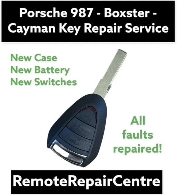 KEY REPAIR PORSCHE Cayman Boxster 997 Carrera 911 2 button fob battery ...