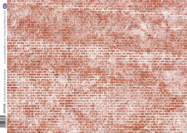 STREETS AHEAD A3 Weathered White Brick Flemish Bond Card, Dolls House ...