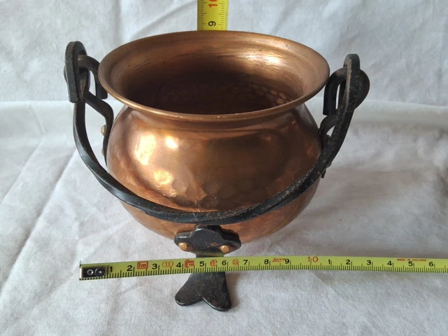 ANCIEN XXÈME JOLI petit chaudron tripode en cuivre martelé Vintage Ht9 ...