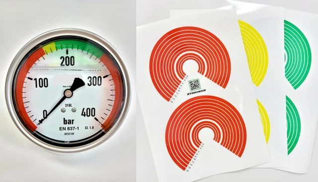 150MM PRESSURE GAUGE label stickers for industrial safety(Three colors ...