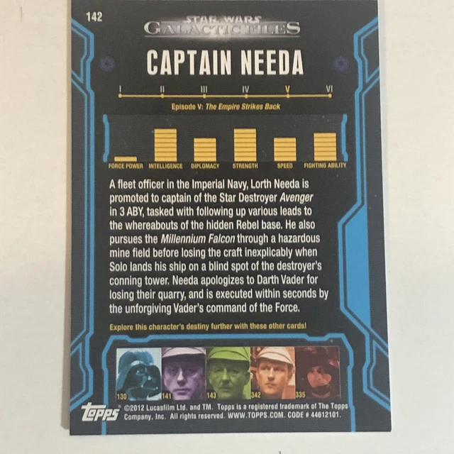 STAR WARS GALACTIC Files Vintage Trading Card #142 Captain Needa $5.08 ...