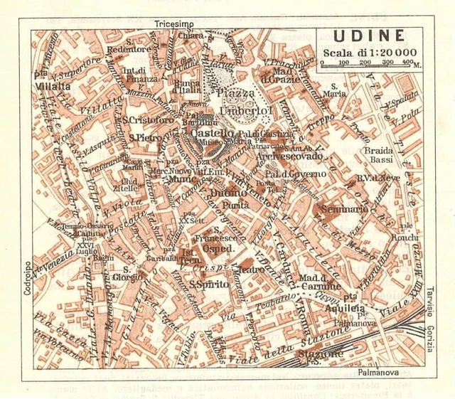 ANTIQUE UDINE TINY City Plan TCI 1937 Antique Map $10.79 - PicClick