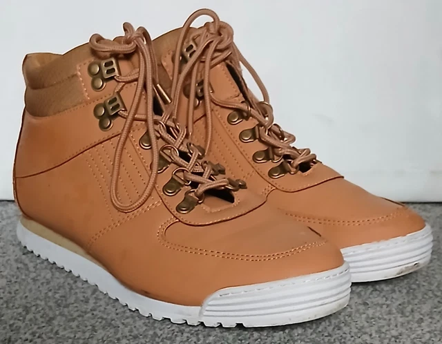 MENS CROSSHATCH KENNITH Tan Faux Leather Lace Up Ankle Boots. Size Uk 8 ...